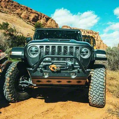 Fly Offroad Jeep Wrangler Winch Front Bumper; Raw Steel 0124-12101 (18 ...