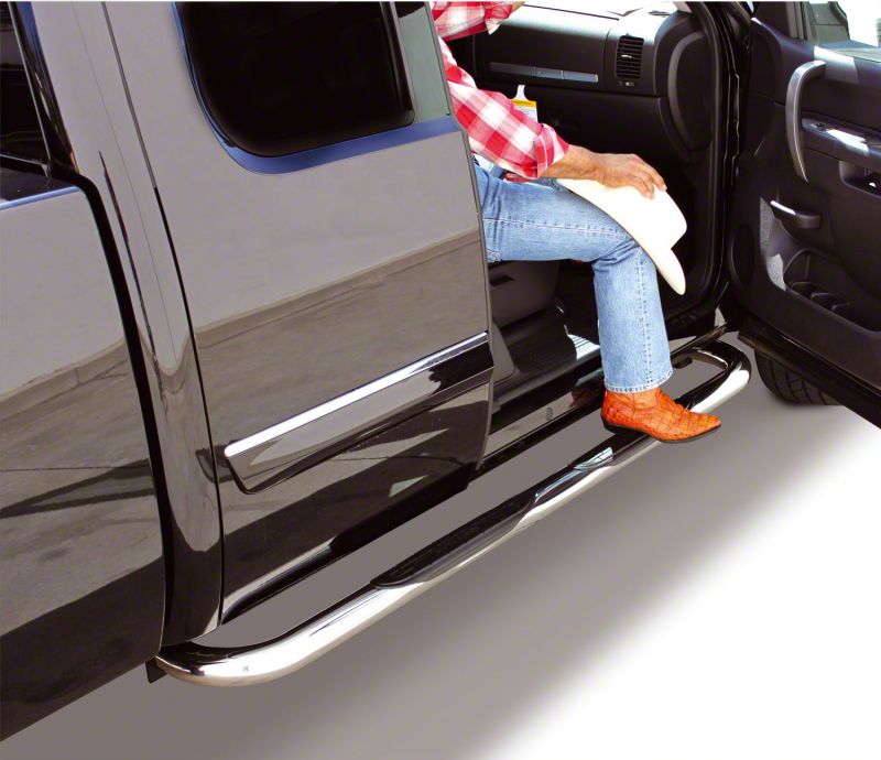 Frontier 3-Inch 4000 Series Cab Length Side Step Bars; Chrome (05-14 ...