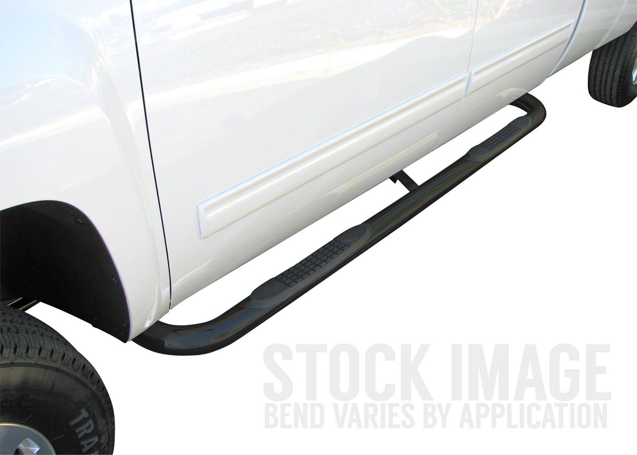 Frontier 3-Inch Round Side Step Bars; Black (05-26 Frontier Crew Cab ...