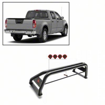 Frontier Classic Roll Bar with 7-Inch Red Round LED Lights; Black (05 ...
