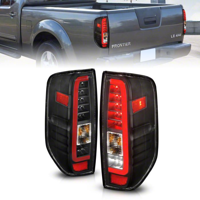 Frontier Light Bar LED Tail Lights; Black Housing; Clear Lens (05-21 ...