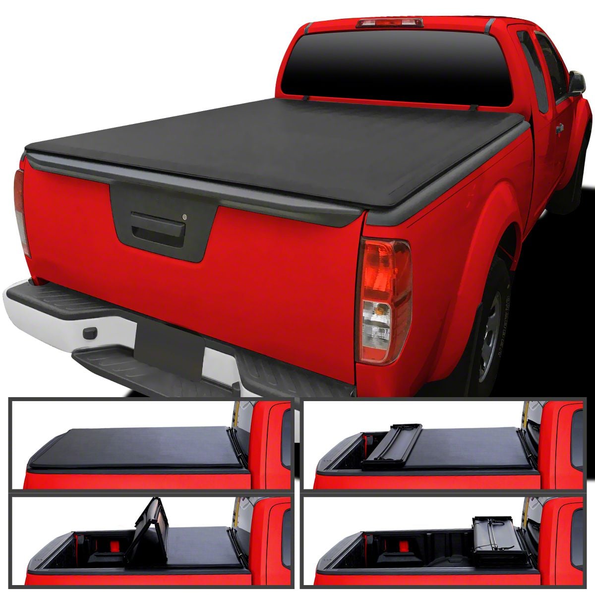 Frontier Soft Quad-Fold Tonneau Cover (05-16 Frontier King Cab w/ 6 ...