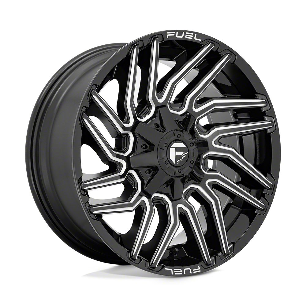 Fuel Wheels Jeep Wrangler Typhoon Gloss Black Milled Wheel; 20x9; 1mm ...