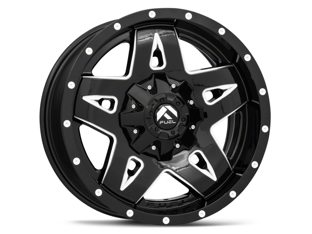Fuel Wheels Titan Full Blown Gloss Black Milled 6-Lug Wheel; 18x9; 14mm ...