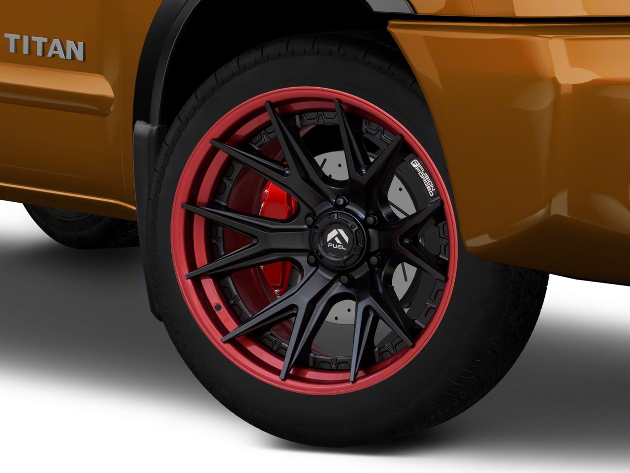 Fuel Wheels Titan Fusion Forged Catalyst Matte Black with Candy Red Lip ...