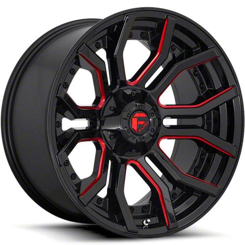 Fuel Wheels Bronco Rage Gloss Black Red Tinted Clear 6-Lug Wheel; 24x12 ...
