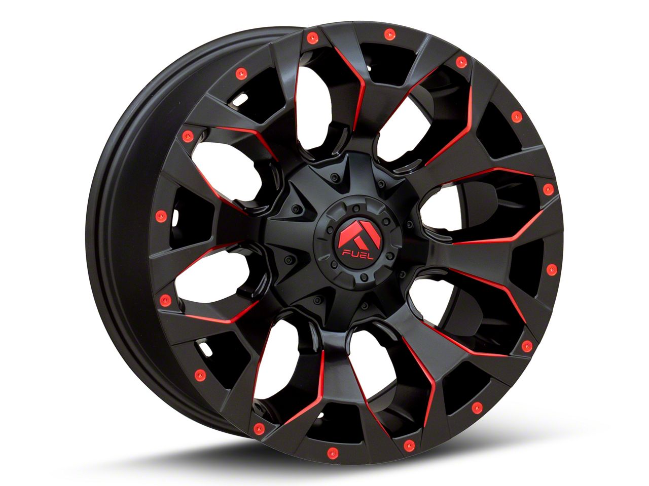 Fuel Wheels Jeep Cherokee Assault Matte Black Red Milled Wheel; 20x9 ...