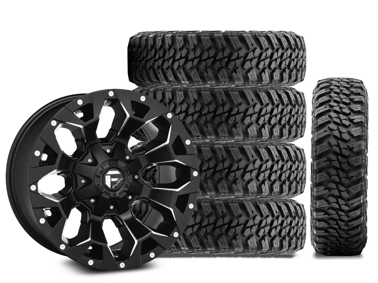 Jeep Wrangler 17x9 Fuel Wheels Assault & 35in Kanati Mud-Terrain KU-252 ...