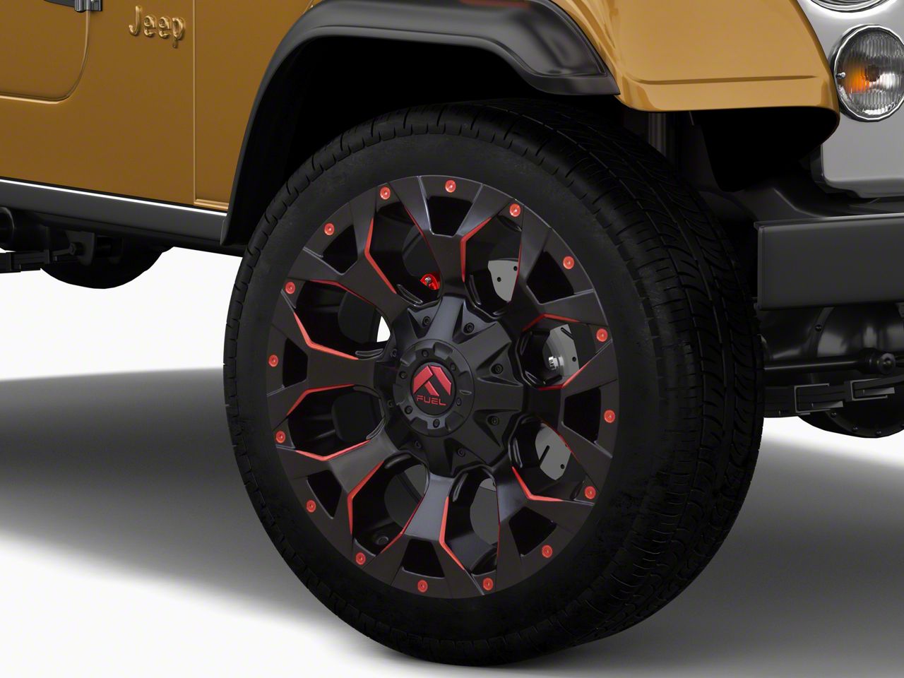 Fuel Wheels Jeep Wrangler Assault Matte Black Red Milled Wheel; 22x10 ...