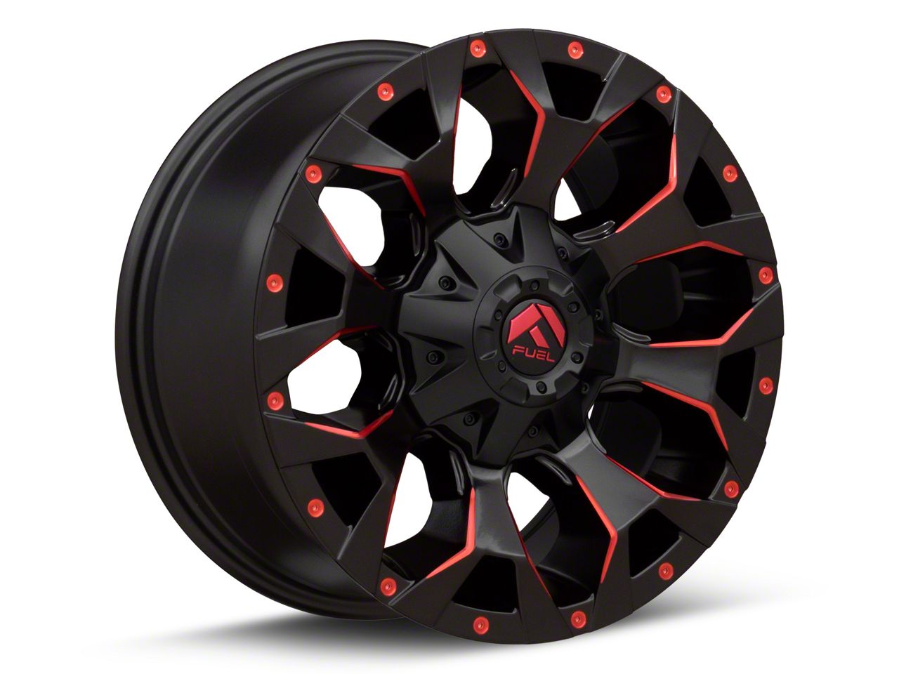 Fuel Wheels Jeep Wrangler Assault Matte Black Red Milled Wheel; 22x12 ...