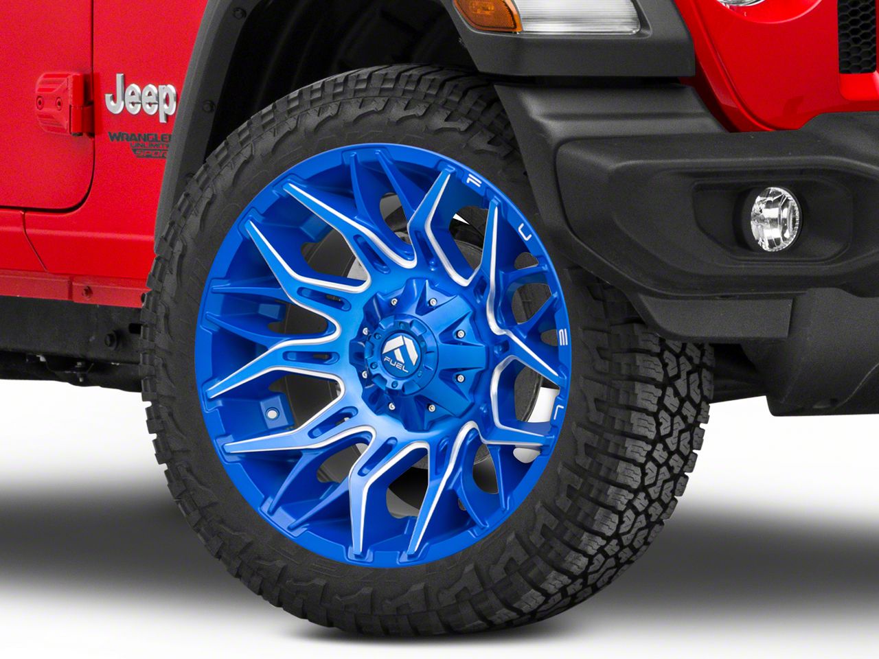 Fuel Wheels Jeep Wrangler Twitch Anodized Blue Milled Wheel; 22x12 ...