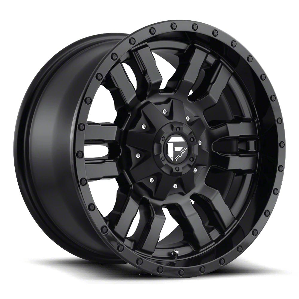 Fuel Wheels Jeep Wrangler Sledge Matte Black with Gloss Black Lip Wheel ...