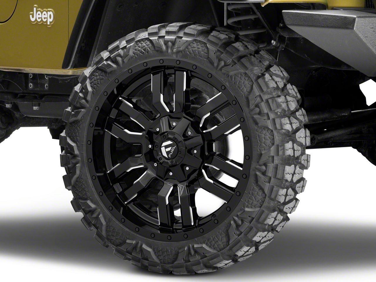 Fuel Wheels Jeep Wrangler Sledge Gloss Black Milled Wheel; 22x12; -44mm ...