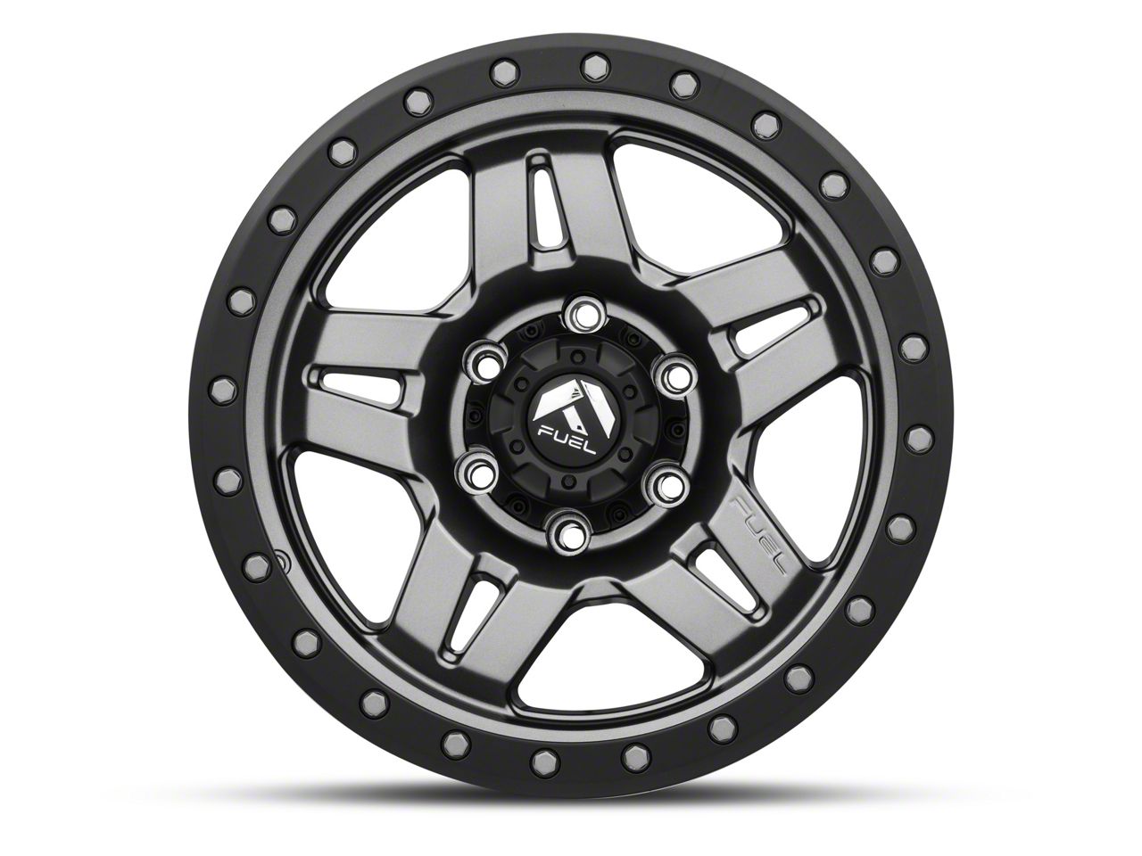 Fuel Wheels Titan Anza Anthracite with Black Ring 6-Lug Wheel; 18x9 ...