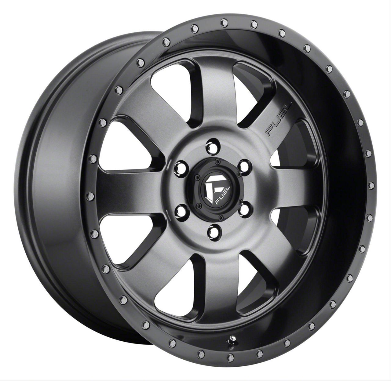 Fuel Wheels Titan Baja Matte Gunmetal with Black Lip 6-Lug Wheel; 20x9 ...