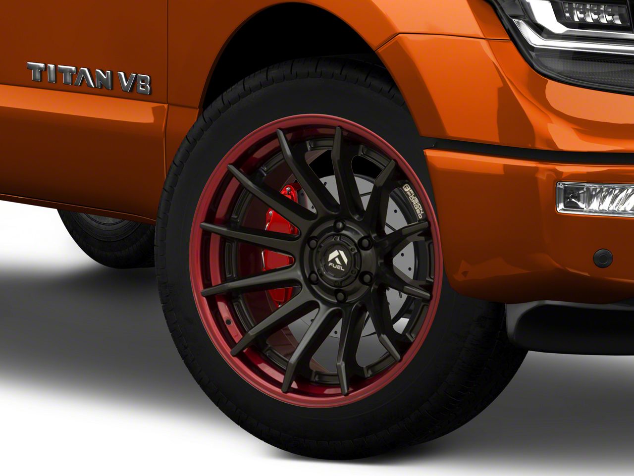 Fuel Wheels Titan Fusion Forged Burn Matte Black with Candy Red Lip 6 ...