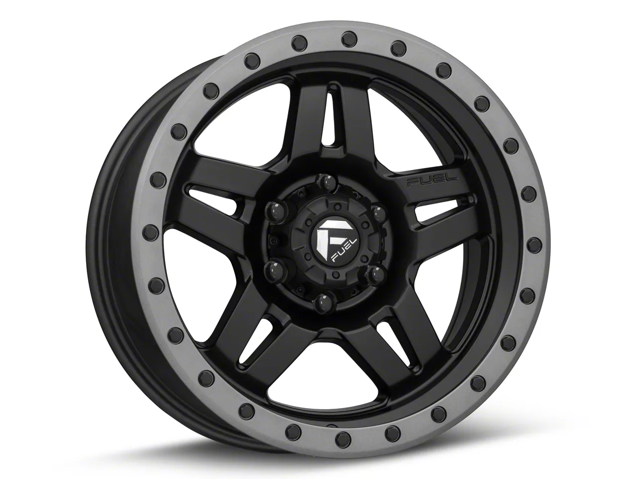 Fuel Wheels Titan XD Anza Matte Black with Anthracite Ring 6-Lug Wheel ...