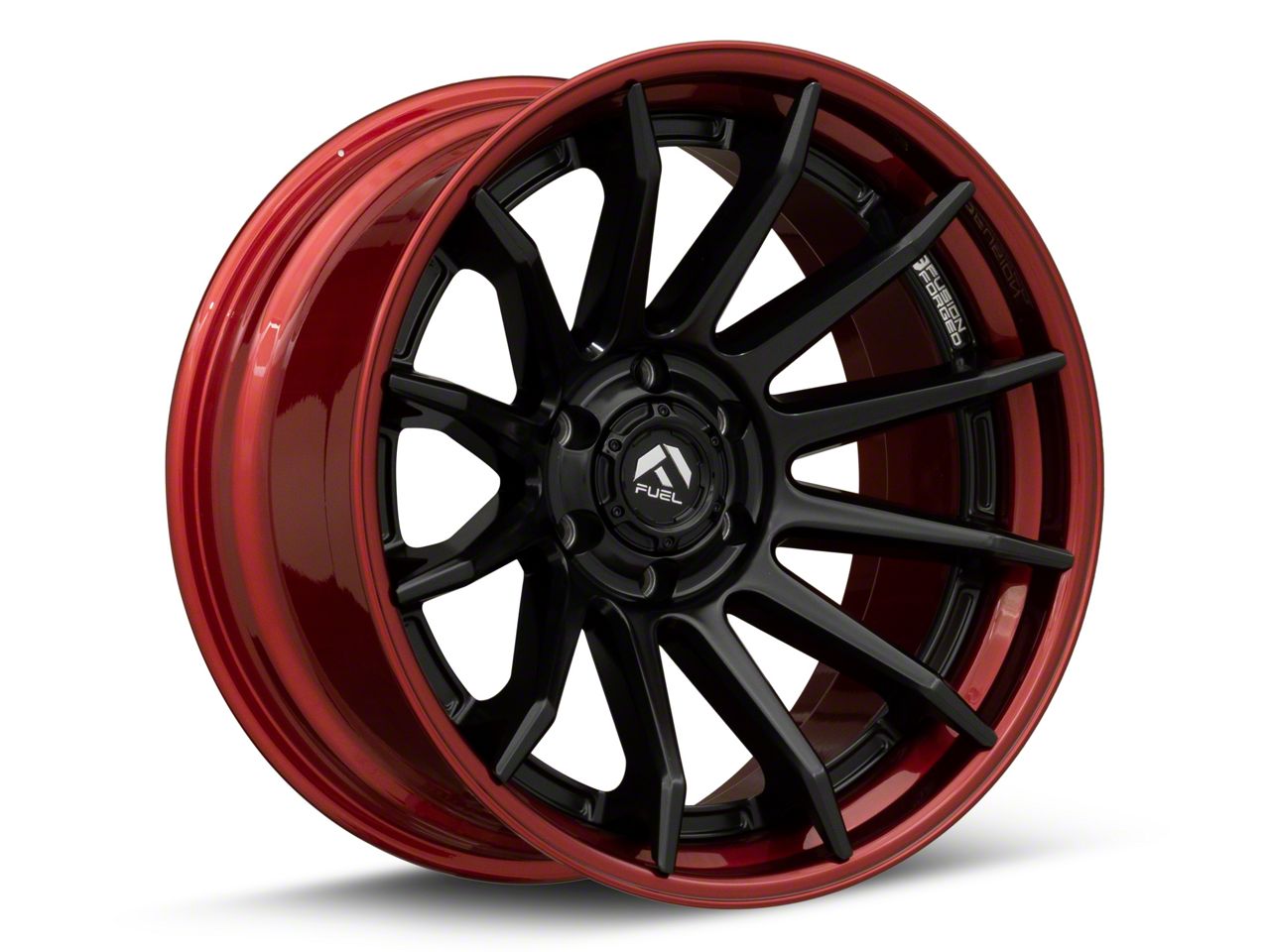 Fuel Wheels Titan XD Fusion Forged Burn Matte Black with Candy Red Lip ...