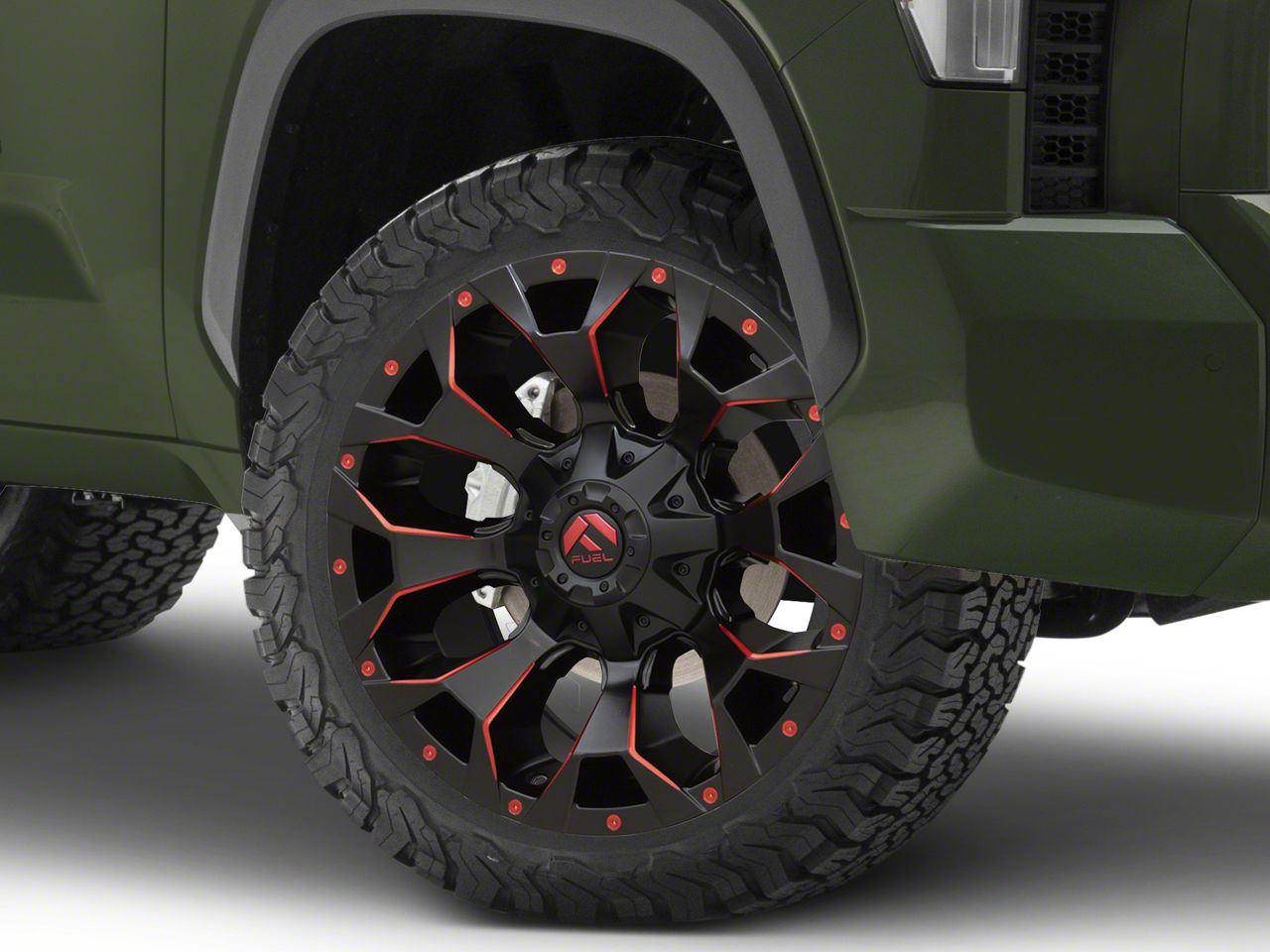 Fuel Wheels Tundra Assault Matte Black Red Milled 6-Lug Wheel; 22x10 ...