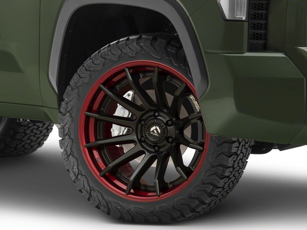Fuel Wheels Tundra Fusion Forged Burn Matte Black with Candy Red Lip 6 ...