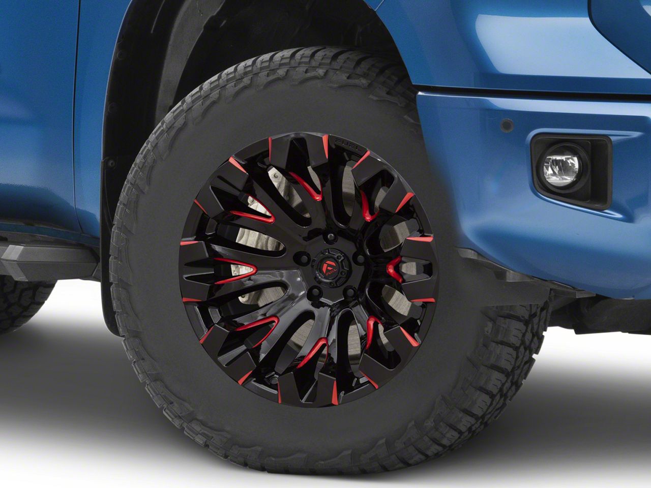 Fuel Wheels Tundra Quake Gloss Black Milled with Red Tint 5-Lug Wheel ...