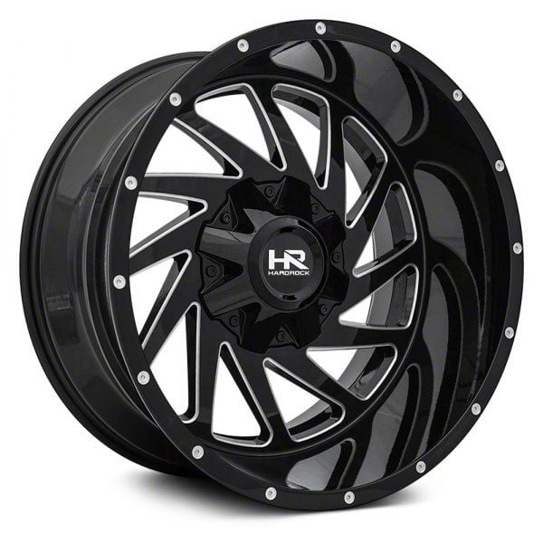 Hardrock Offroad Jeep Gladiator Crusher Gloss Black Milled Wheel; 20x12 ...