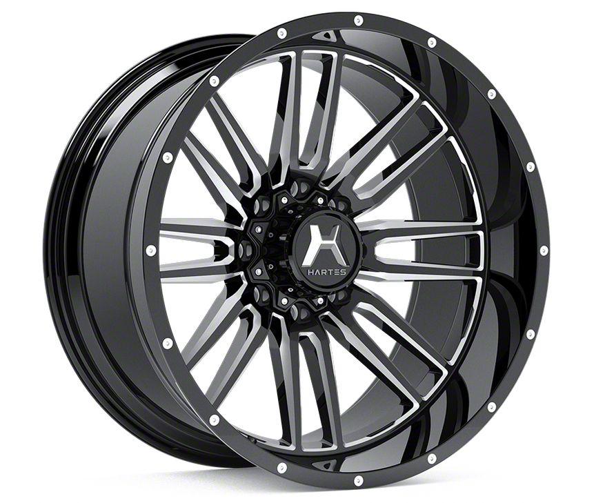 Hartes Metal Bronco Whipsaw Gloss Black Milled 6-Lug Wheel; 24x12 ...