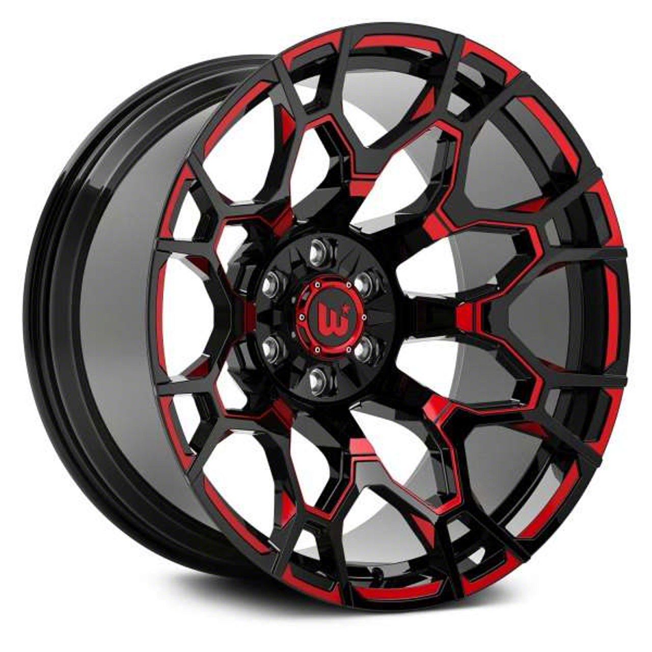 Hartes Metal Tundra Spur Gloss Black Milled with Red Tint Wheel; 20x10 ...