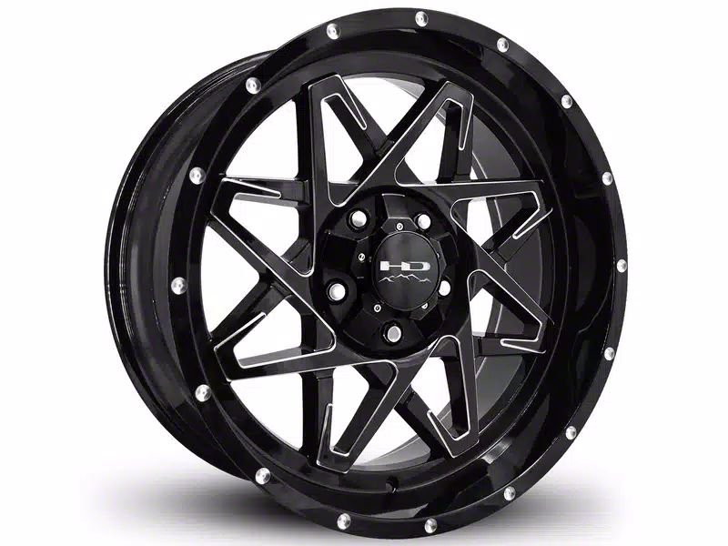 HD Off-Road Wheels Titan Caliber Gloss Black Milled 6-Lug Wheel; 20x9 ...