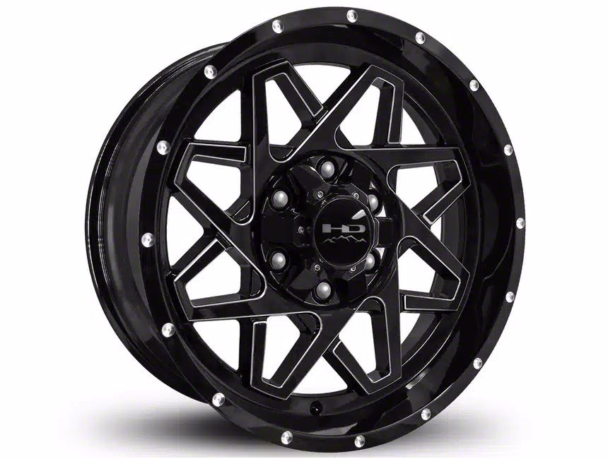 HD Off-Road Wheels Tundra Gridlock Gloss Black Milled 6-Lug Wheel; 20x9 ...