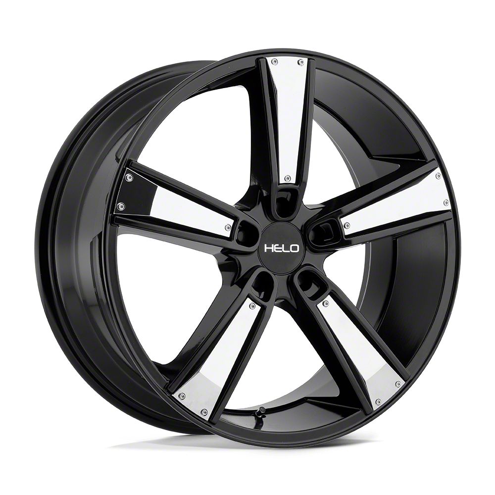 HELO Tacoma HE899 Satin Black with Gloss Black and Chrome Inserts 5-Lug ...