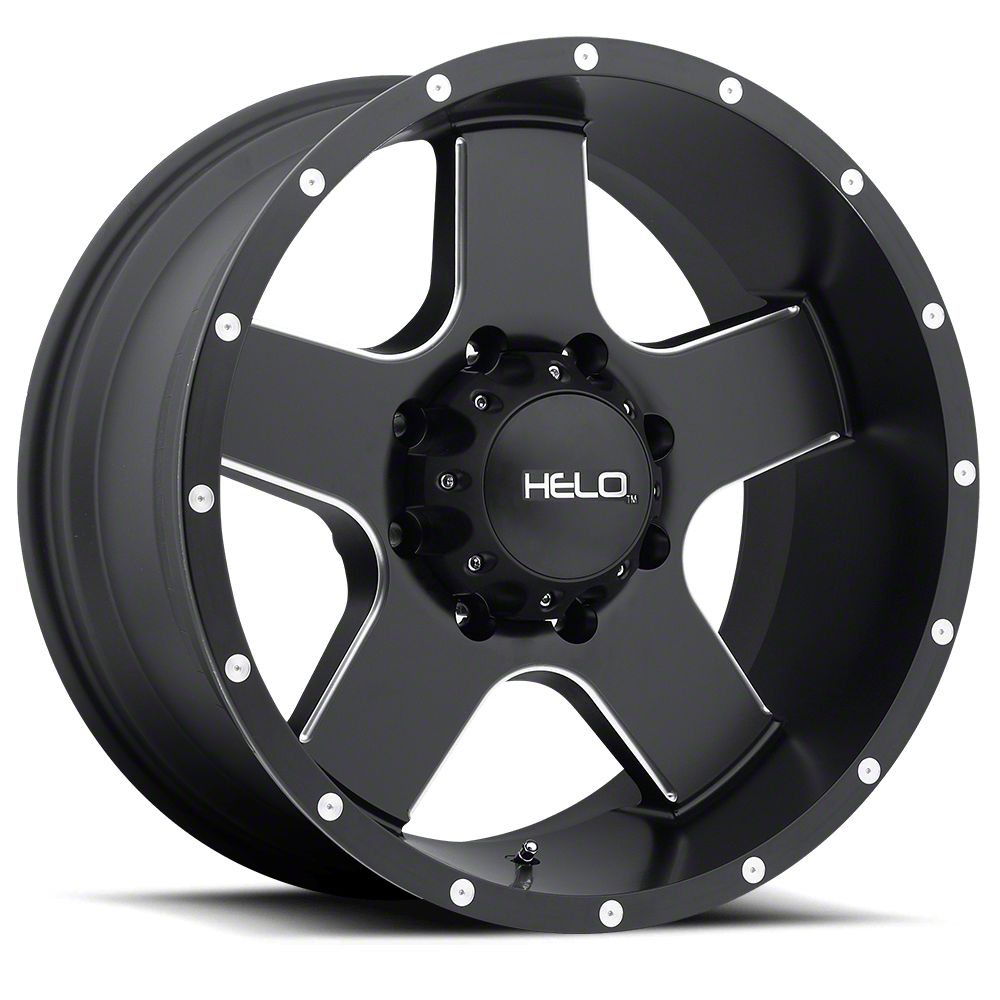 HELO Titan HE886 Satin Black with Milled Spokes and Flange 6-Lug Wheel ...