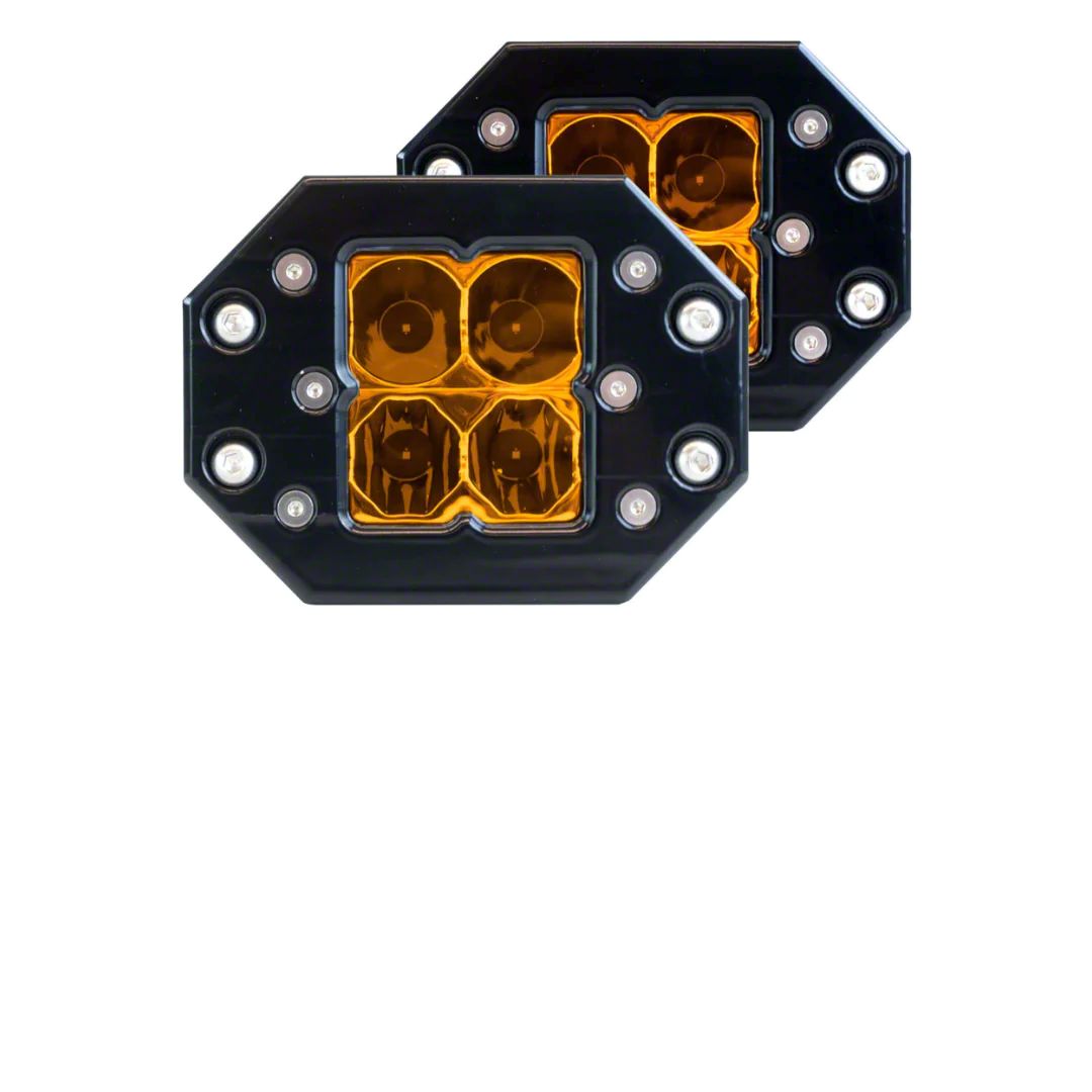 Heretic Studios Jeep Wrangler Quattro Flush Mount Amber LED Pod Lights ...