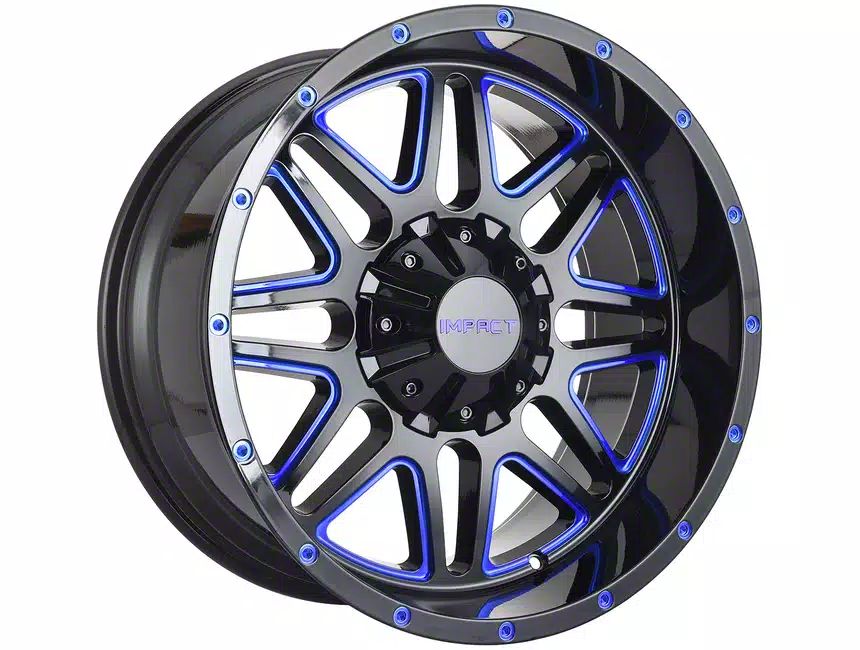 Impact Wheels Toyota 4-Runner 806 Gloss Black and Blue Milled 6-Lug ...