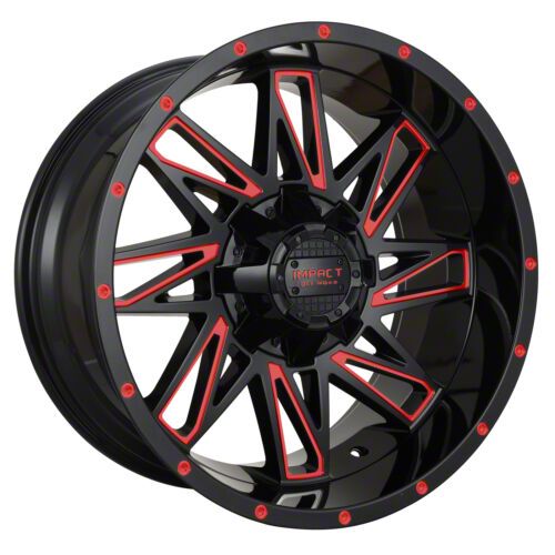 Impact Wheels Bronco 814 Gloss Black and Red Milled 6-Lug Wheel; 18x9; -12mm Offset 814GBR-89066 ...