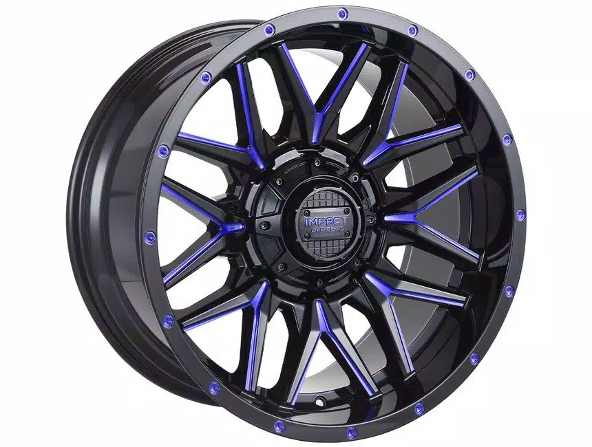 Impact Wheels Jeep Grand Cherokee 819 Gloss Black and Blue Milled Wheel ...