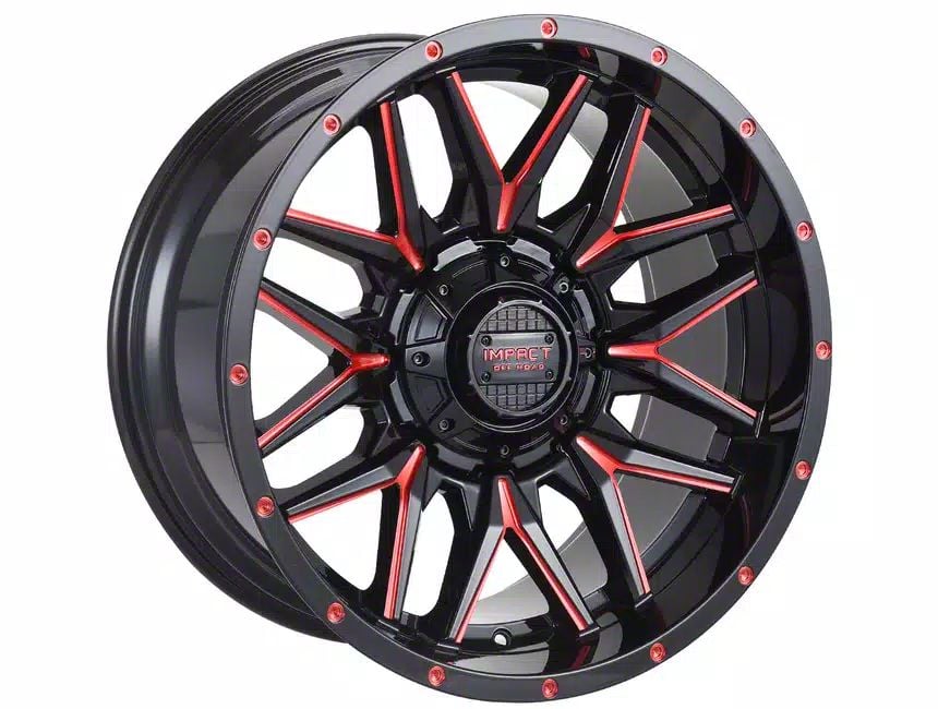 Impact Wheels Jeep Wrangler 819 Gloss Black and Red Milled Wheel; 17x9 ...
