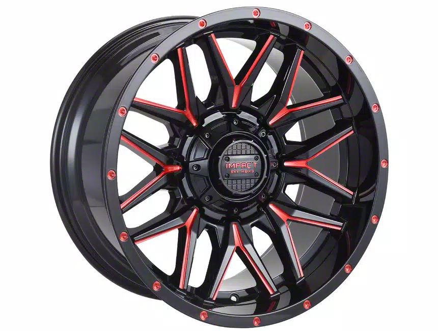 Impact Wheels Jeep Wrangler 819 Gloss Black and Red Milled Wheel; 17x9 ...