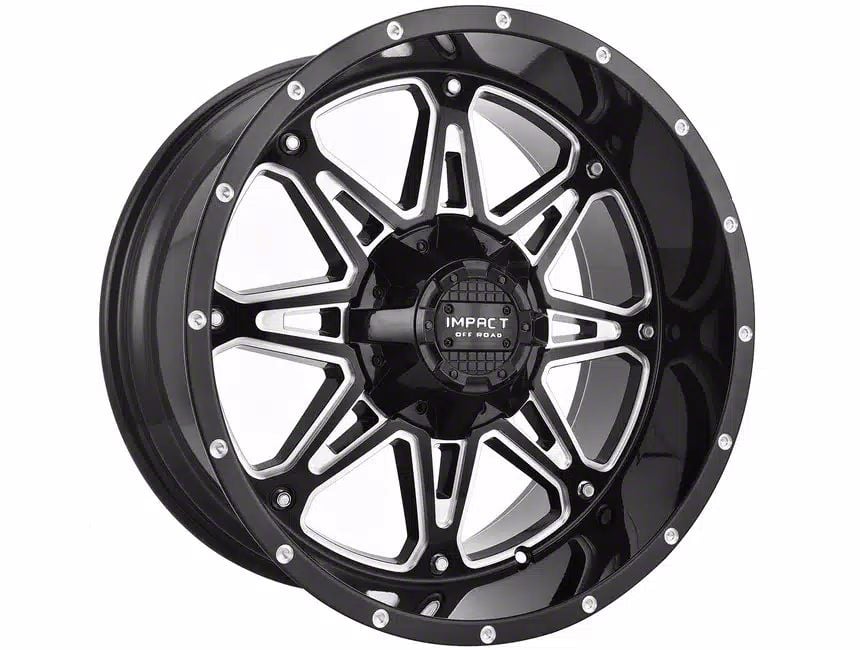 Impact Wheels Jeep Wrangler 810 Gloss Black Milled Wheel; 17x9; -12mm ...