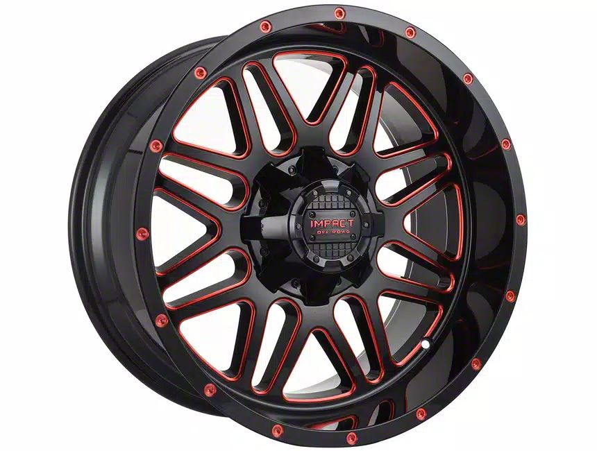 Impact Wheels Titan XD 806 Gloss Black and Red Milled 6-Lug Wheel ...