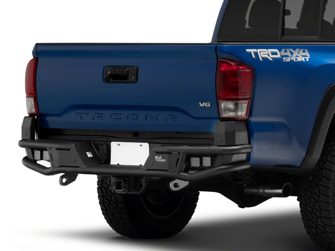 Ironman 4x4 Tacoma Raid Series Rear Bumper with Two Flood Beam Clear ...