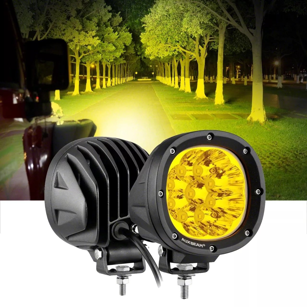 Jeep Cherokee 4-Inch Round 90W Yellow LED Pod Lights; Spot Beam ...