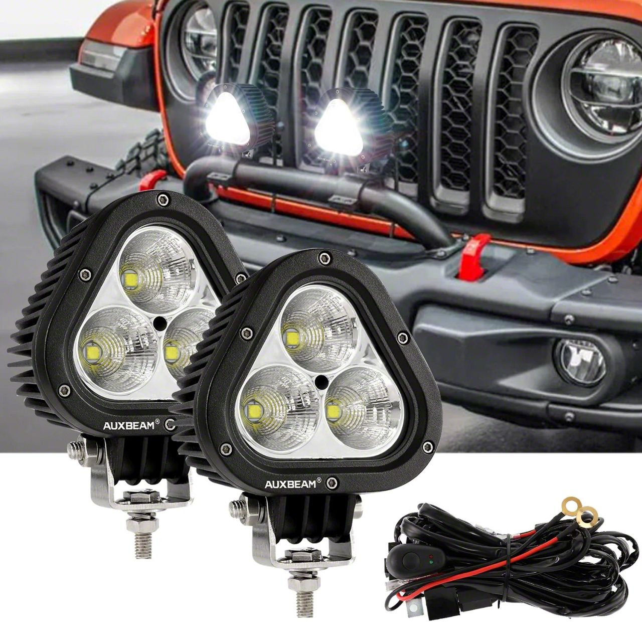 Jeep Cherokee 4-Inch Triangle White LED Pod Lights; Spot Beam ...