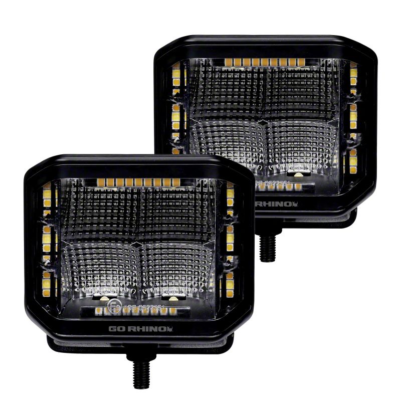 Go Rhino Jeep Cherokee 4-Inch x 3-Inch Blackout Combo Series LED Light Pods; Flood Beam ...