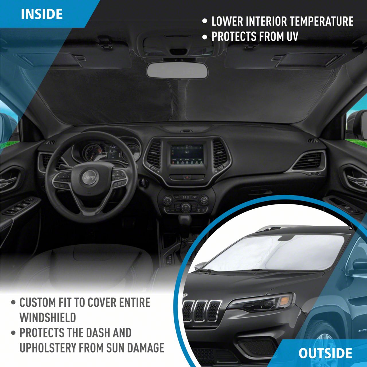 Jeep Cherokee Windshield Sun Shade (14-23 Jeep Cherokee KL) - Free Shipping