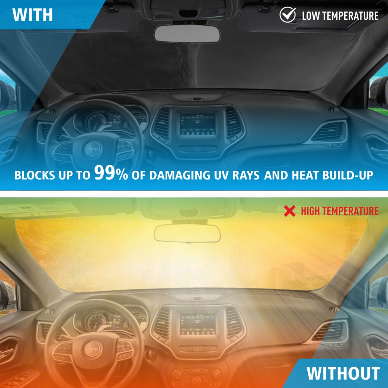 Jeep Cherokee Windshield Sun Shade (14-23 Jeep Cherokee KL) - Free Shipping