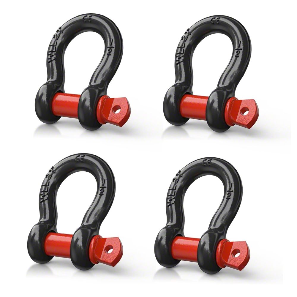 Jeep Gladiator 1/2-Inch D-Ring Shackles; 4-Pack - Free Shipping