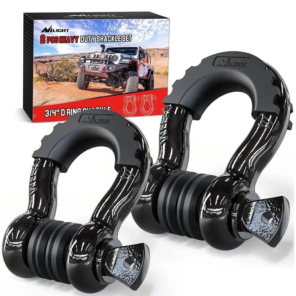 Jeep Gladiator 3/4 inch D-Ring Shackles; Black - Free Shipping