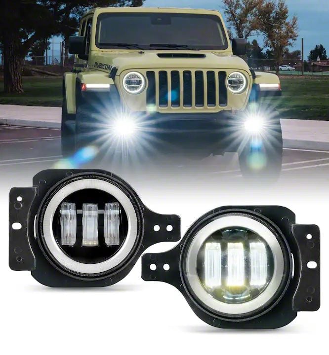 Jeep Gladiator 4-Inch III Series Halo LED Fog Lights; White (20-26 Jeep ...