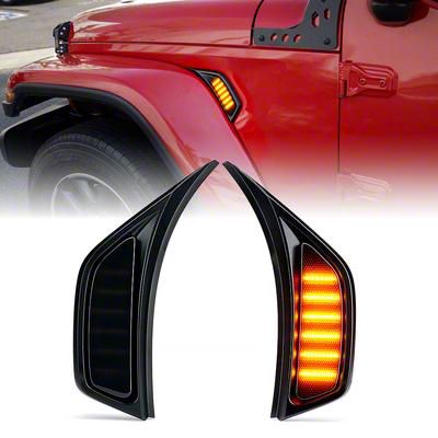 Jeep Gladiator Amber LED Fender Marker Lights; Smoked (20-26 Jeep ...
